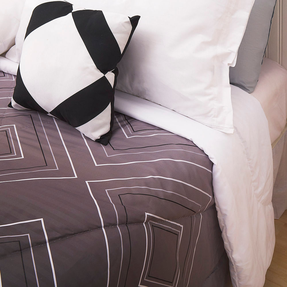 Cubrecama Lexus King Listrado Damero - Casablanca Blanqueria